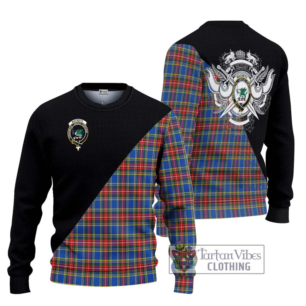 MacBeth Tartan Knitted Sweater with Family Crest and Military Logo Sty