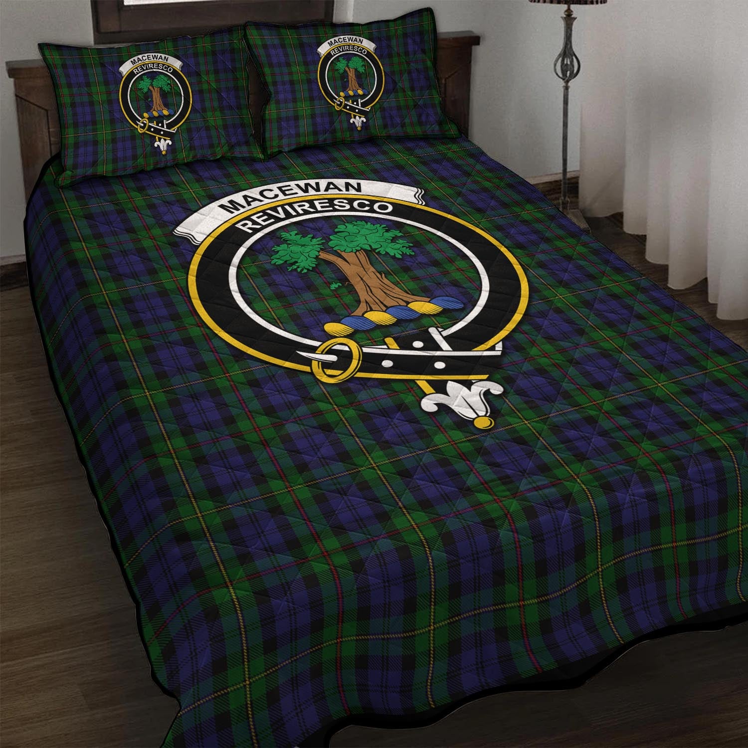 MacEwan (MacEwen) Tartan Quilt Bed Set with Family Crest