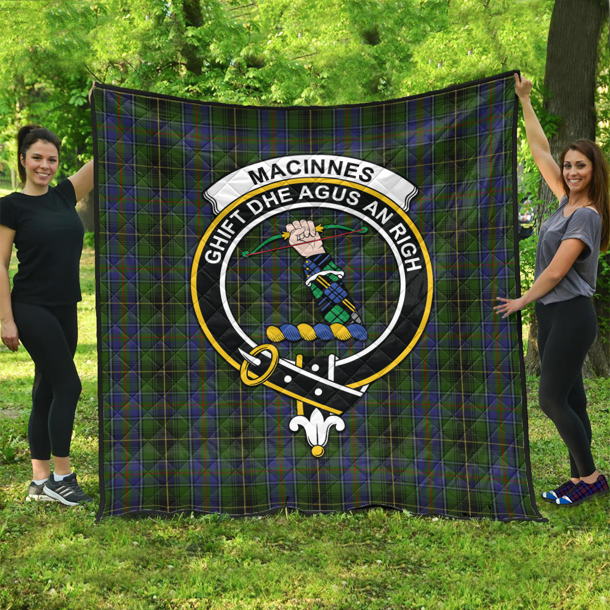 MacInnes Tartan Quilt with Family Crest