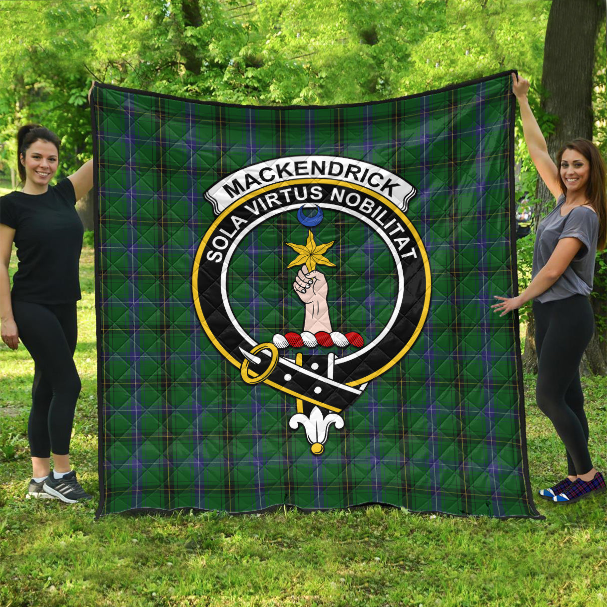 MacKendrick (McKendrick) Tartan Quilt with Family Crest