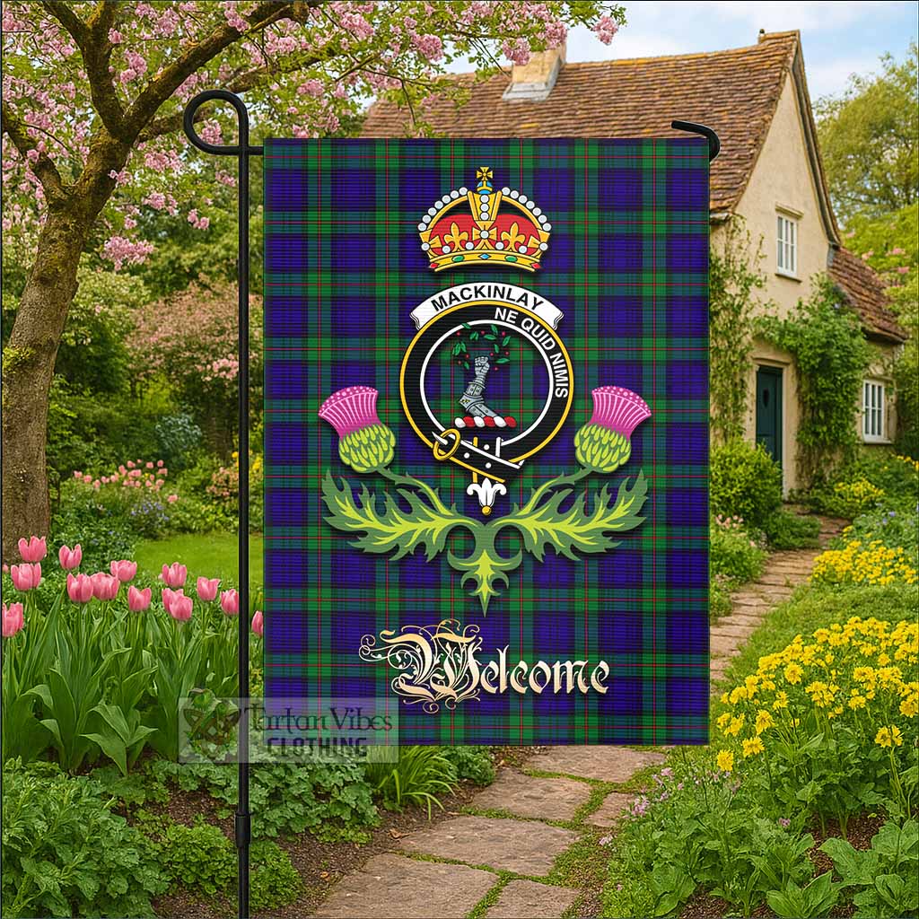 MacKinlay (McKinlay) Tartan Family Crest Garden Flag Royal Thistle Wel