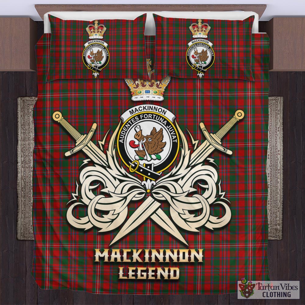 MacKinnon (McKinnon) Tartan Bedding Set with Clan Crest and the Golden