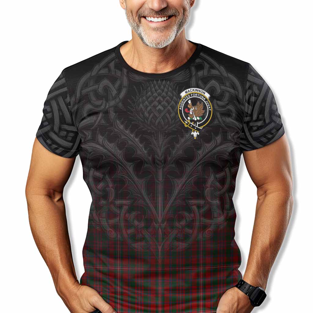 MacKinnon (McKinnon) Tartan T-Shirt with Family Crest Celtic Thistle V
