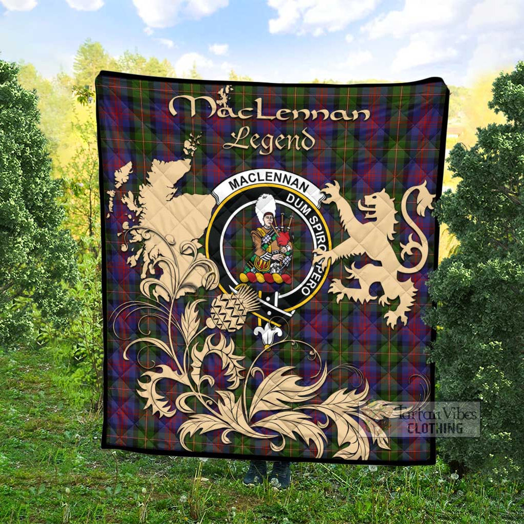 MacLennan (McLennan) Tartan Quilt with Family Crest and Scottish Symbo
