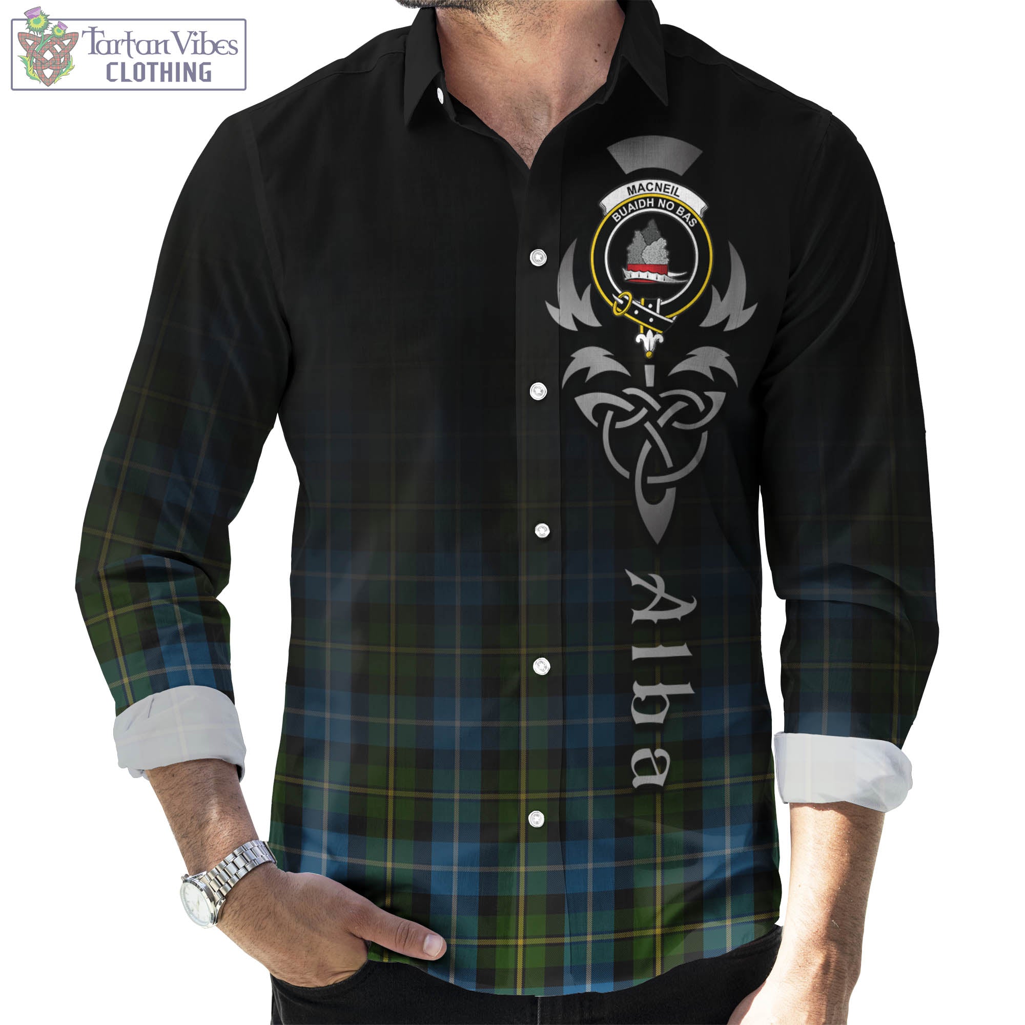 MacNeil of Barra Tartan Long Sleeve Button Up Featuring Alba Gu Brath ...