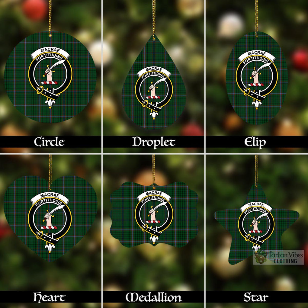 MacRae (McRae) Tartan Christmas Aluminium Ornament with Family Crest