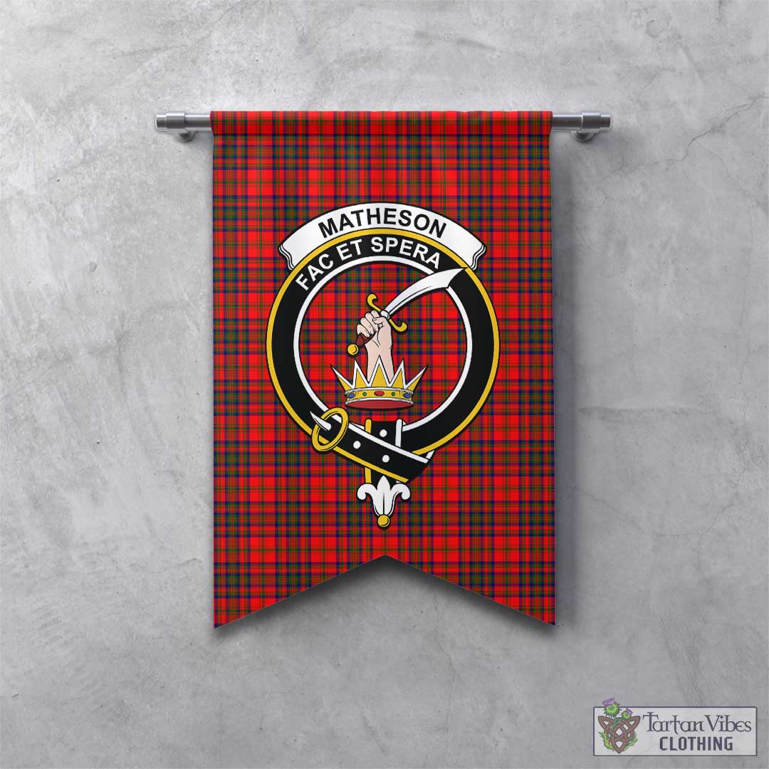 Matheson Tartan Gonfalon, Tartan Banner with Family Crest