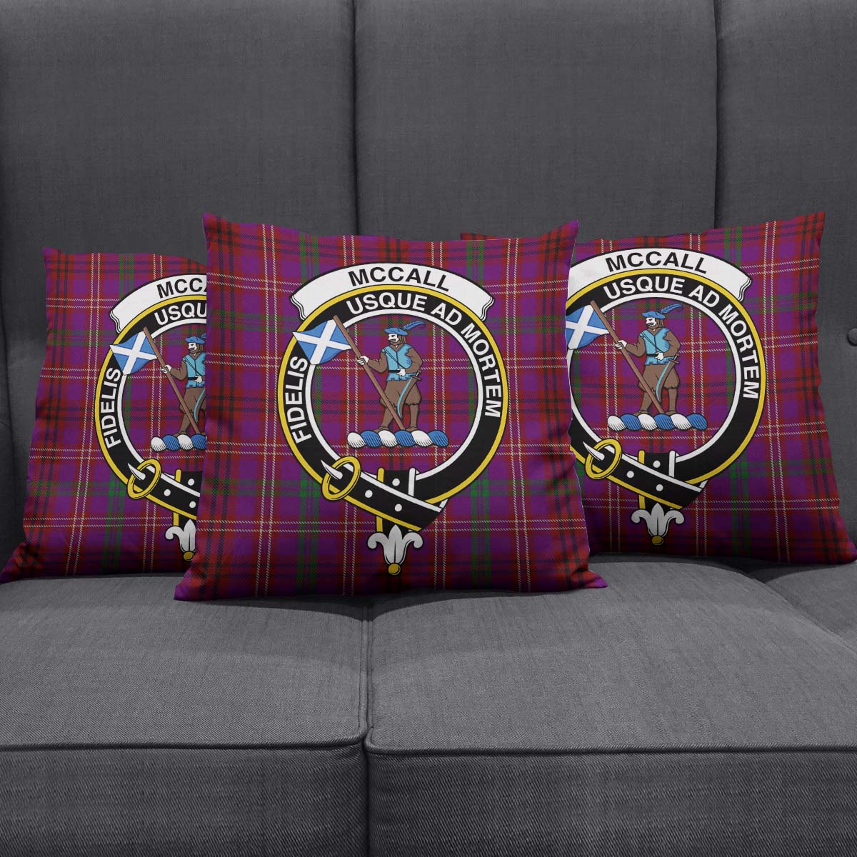 McCall (Caithness) Tartan Pillow Cover with Family Crest – Tartan Vibes ...