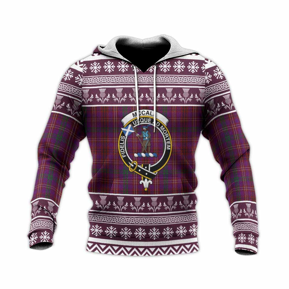 McCall (Caithness) Clan Tartan Christmas Knitted Hoodie with Family Cr