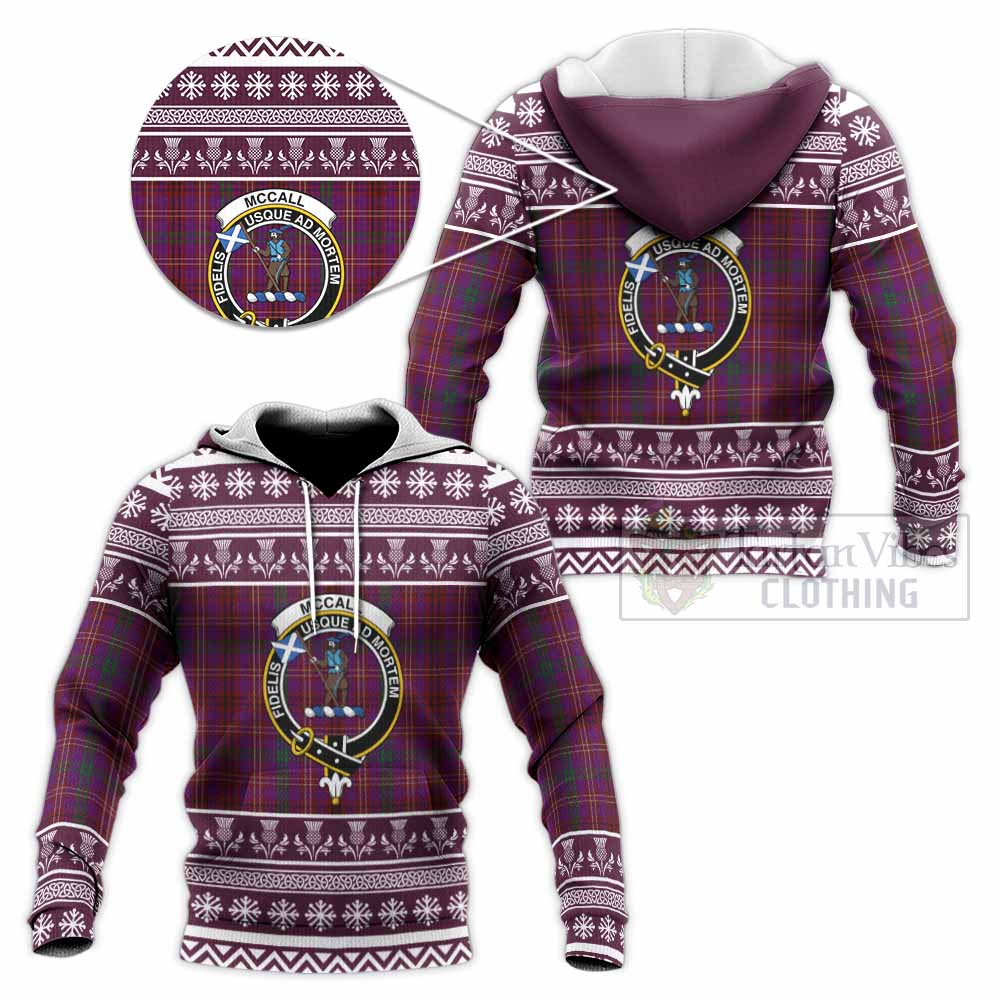 McCall (Caithness) Clan Tartan Christmas Knitted Hoodie with Family Cr