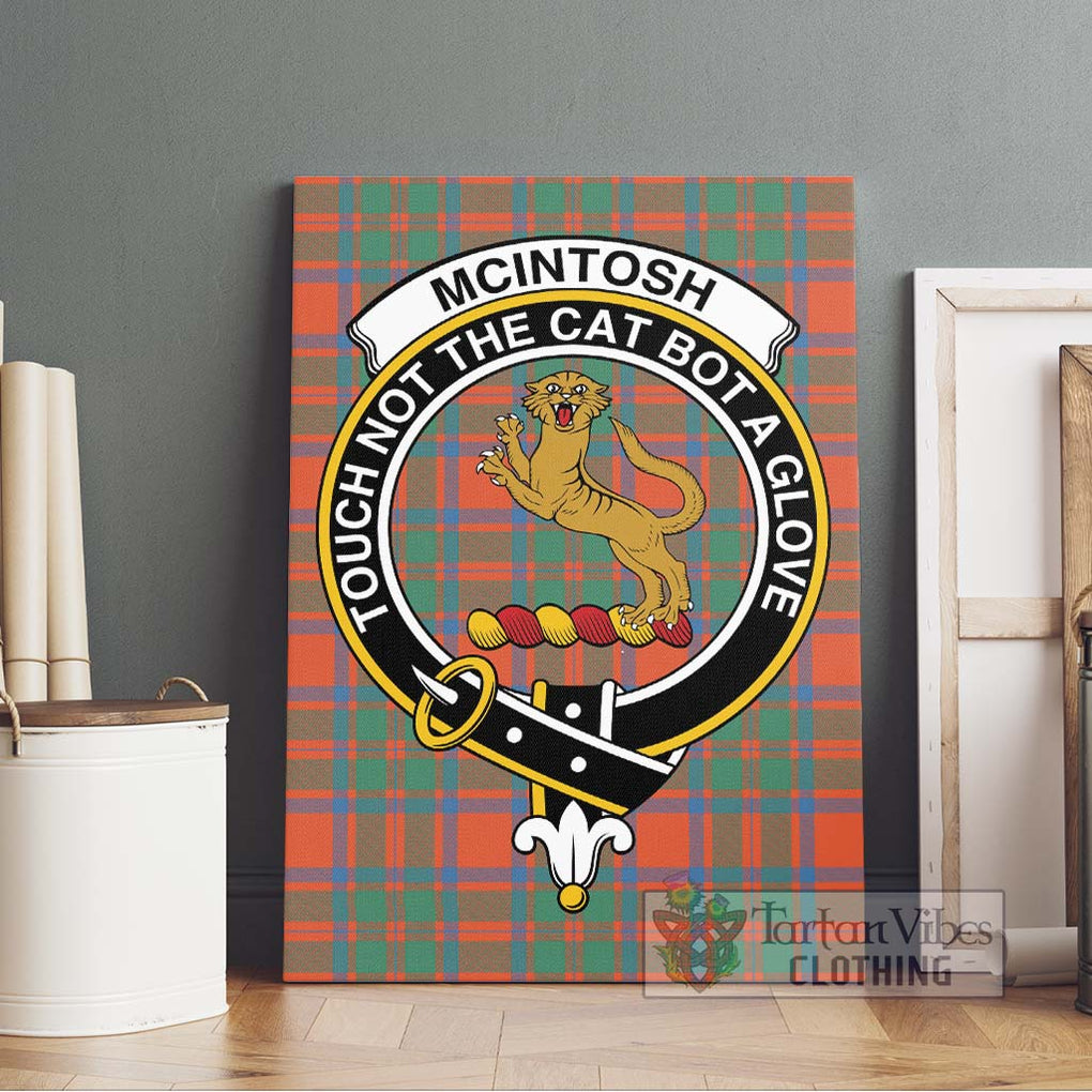 McIntosh Ancient Tartan Canvas Print Wall Art with Family Crest