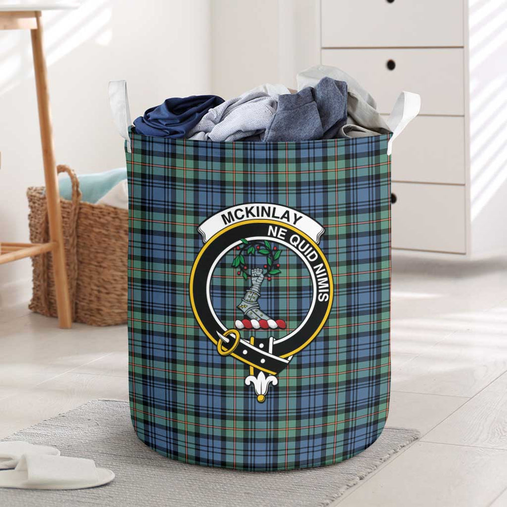 McKinlay Ancient Tartan Laundry Basket with Family Crest