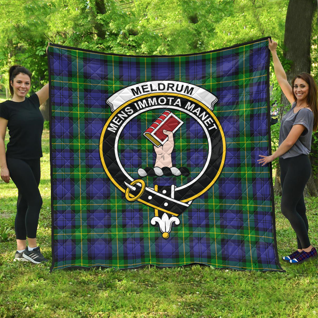 Meldrum Tartan Quilt with Family Crest