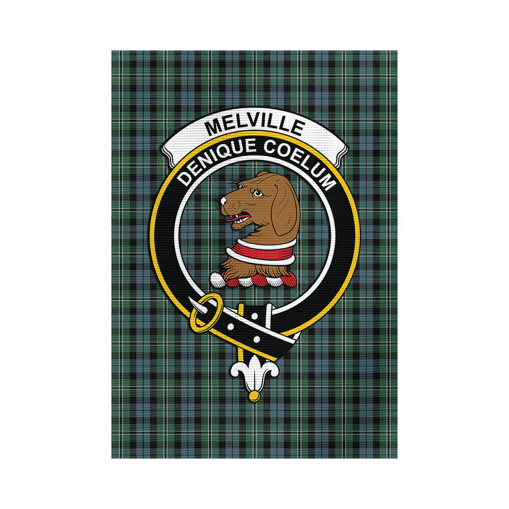 Melville Tartan Garden Flag with Family Crest