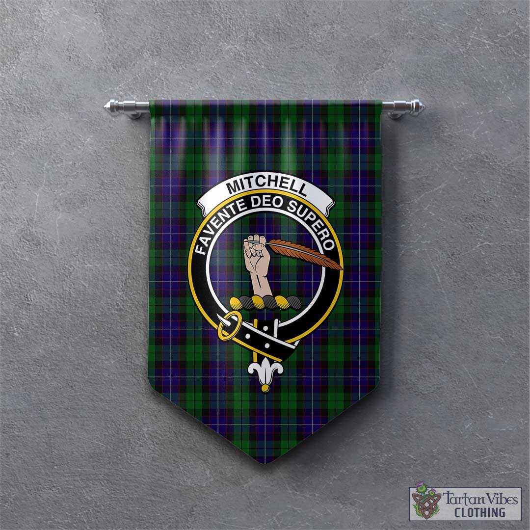 Mitchell Tartan Gonfalon, Tartan Banner with Family Crest