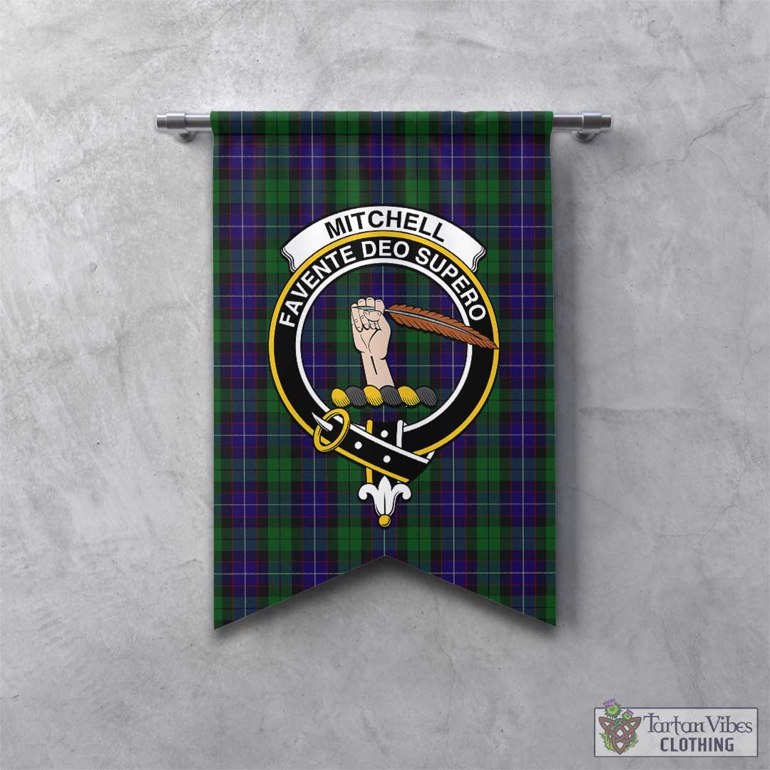 Mitchell Tartan Gonfalon, Tartan Banner with Family Crest