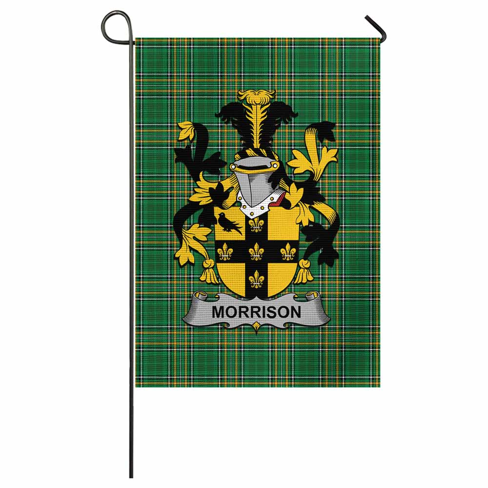 Morrison Irish Clan Tartan Garden Flag with Coat of Arms