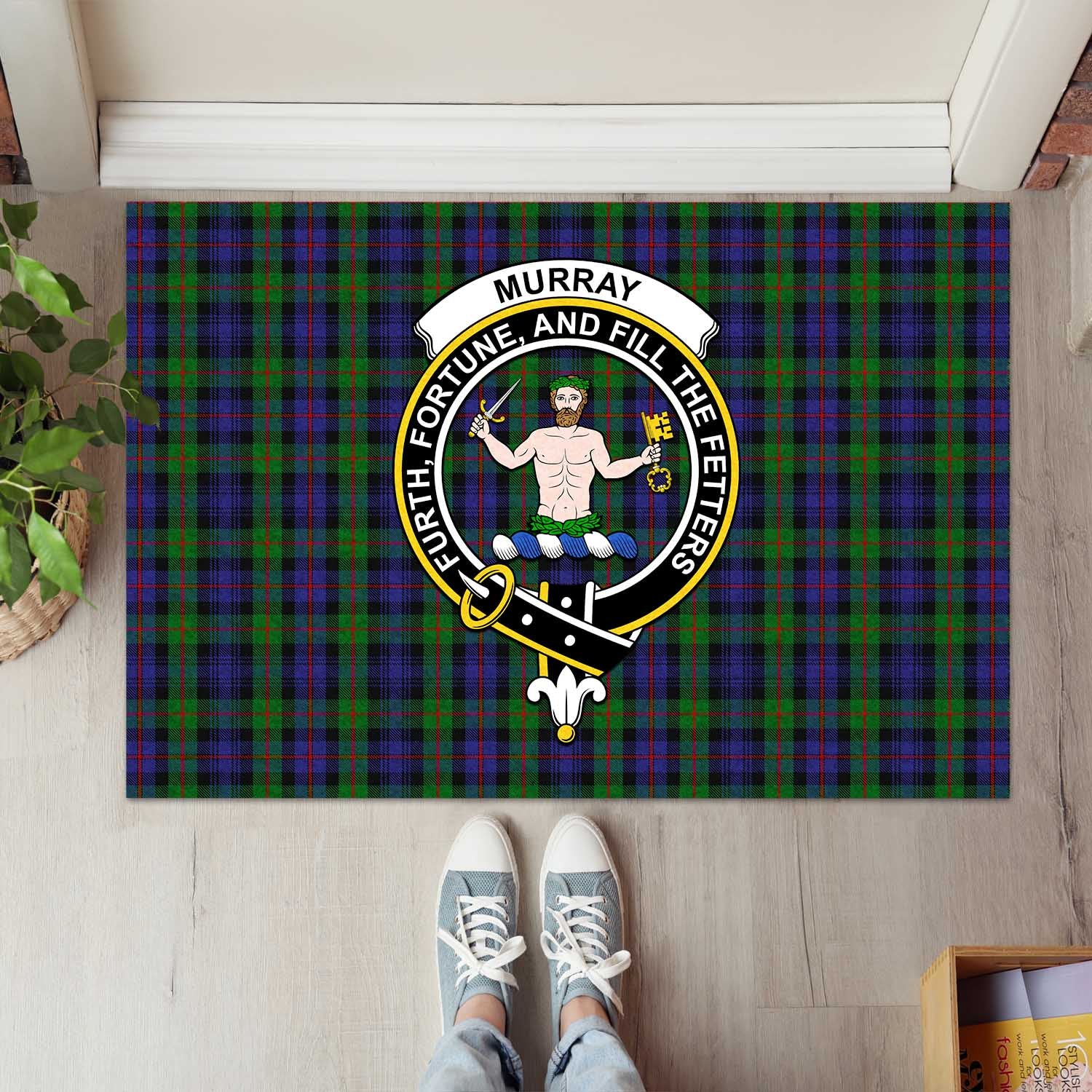 Murray Tartan Door Mat with Family Crest