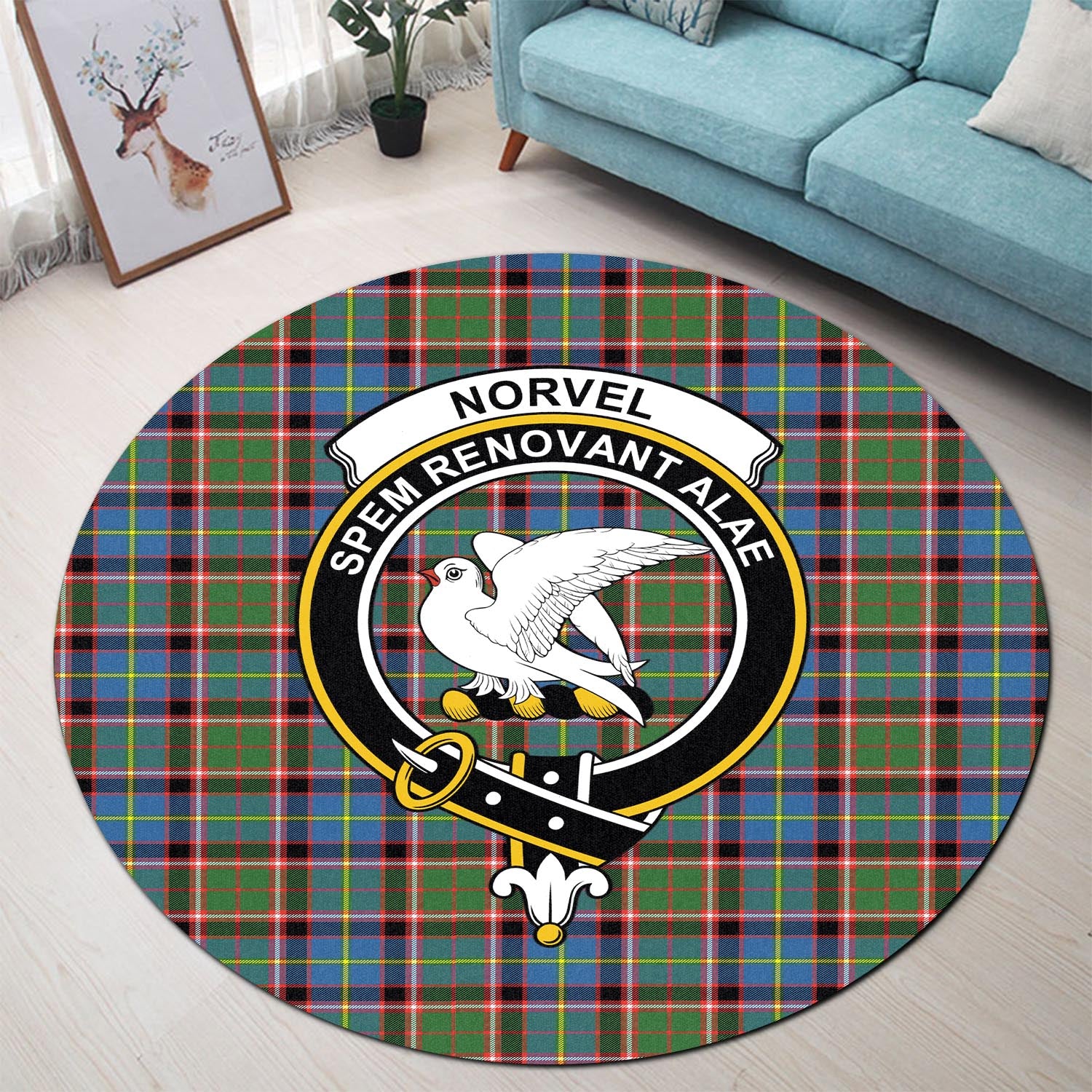 Norvel Tartan Round Rug with Family Crest – Tartan Vibes Clothing