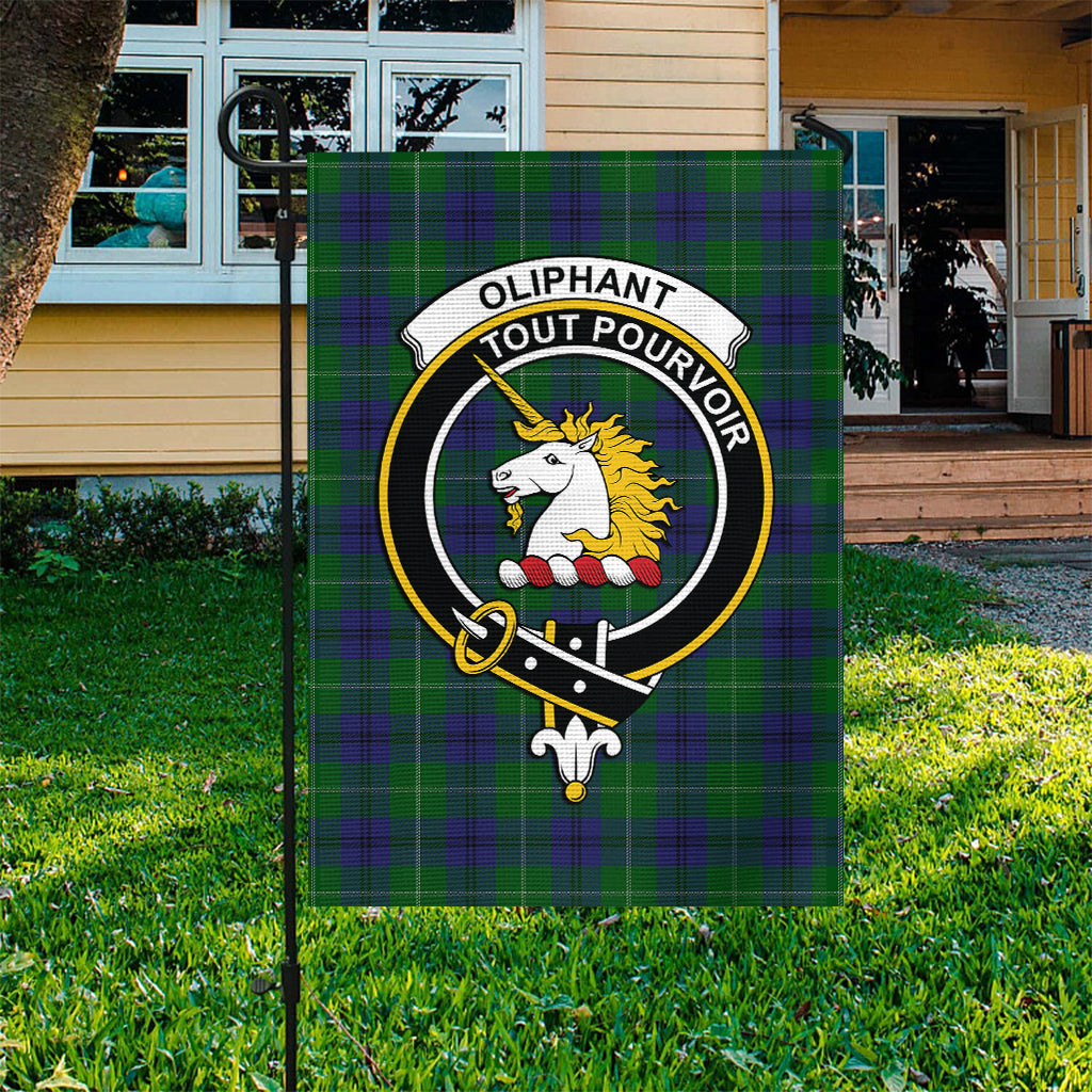 Oliphant Tartan Garden Flag with Family Crest