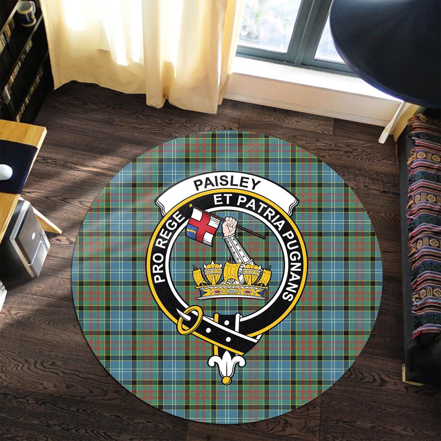 Paisley Tartan Round Rug with Family Crest – Tartan Vibes Clothing