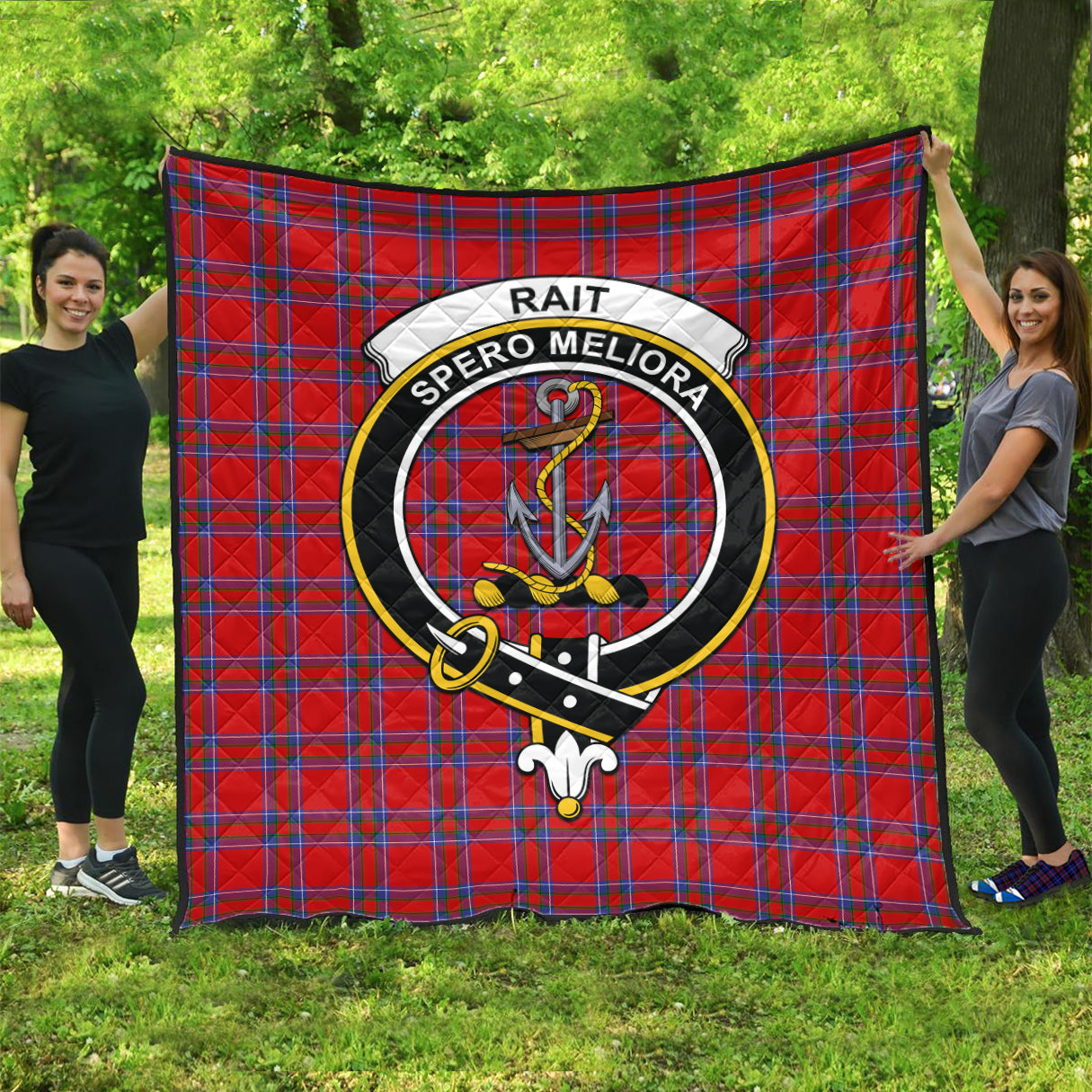 Rait Tartan Quilt with Family Crest