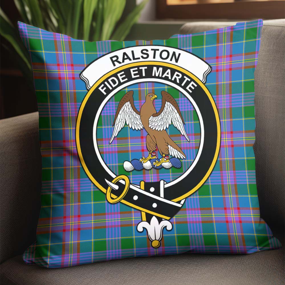 Ralston Tartan Pillow Cover with Family Crest