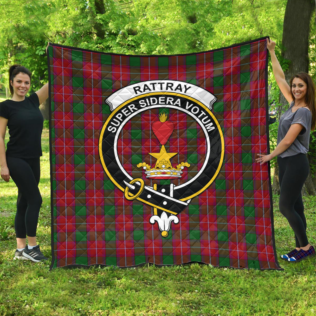 Rattray Tartan Quilt with Family Crest