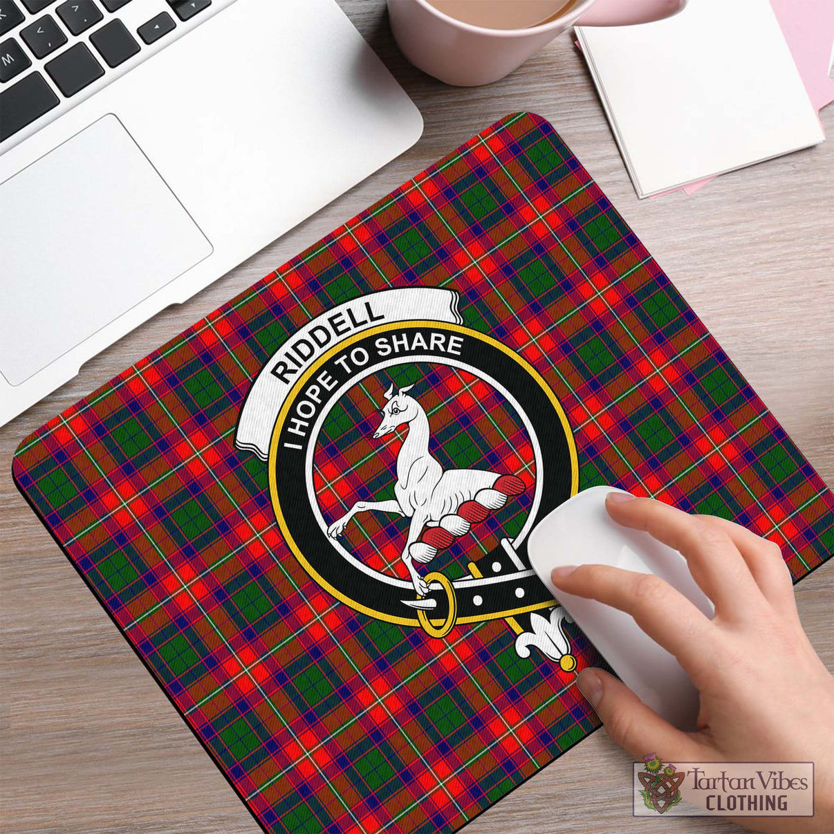 Riddell Tartan Mouse Pad with Family Crest