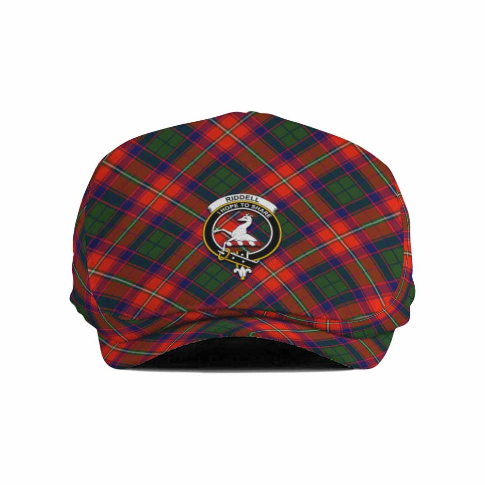 Riddell Tartan Flat Cap, Jeff Cap Cross Style with Family Crest