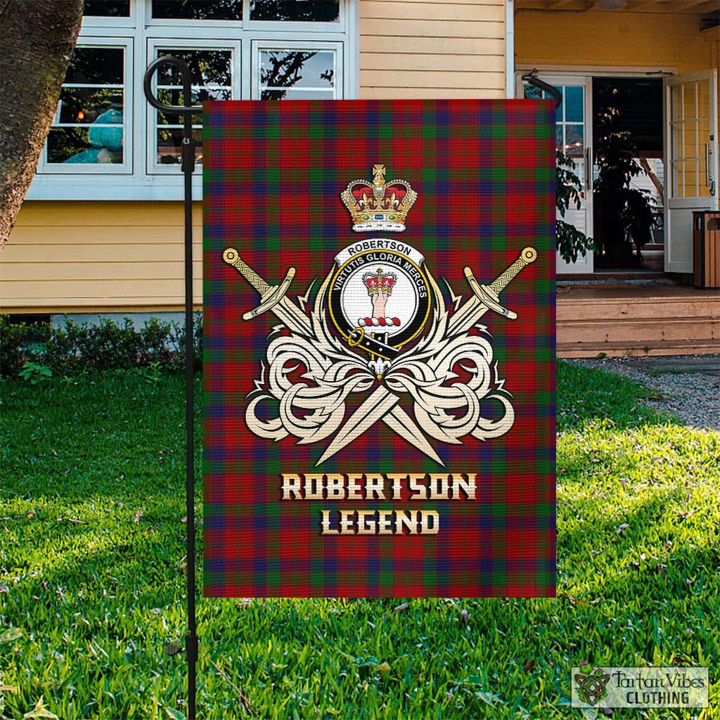 Robertson Tartan Flag with Clan Crest and the Golden Sword of Courageo ...