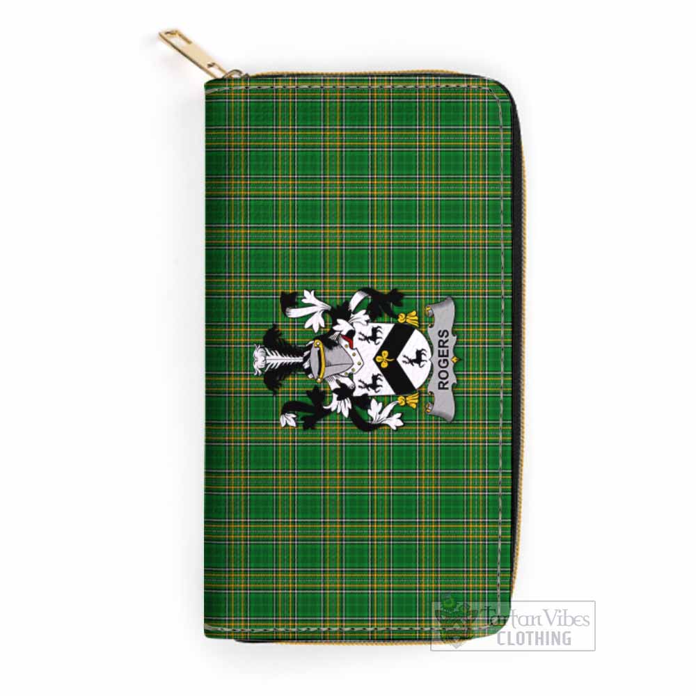 Rogers Irish Clan Tartan Women's Leather Wallet with Coat of Arms