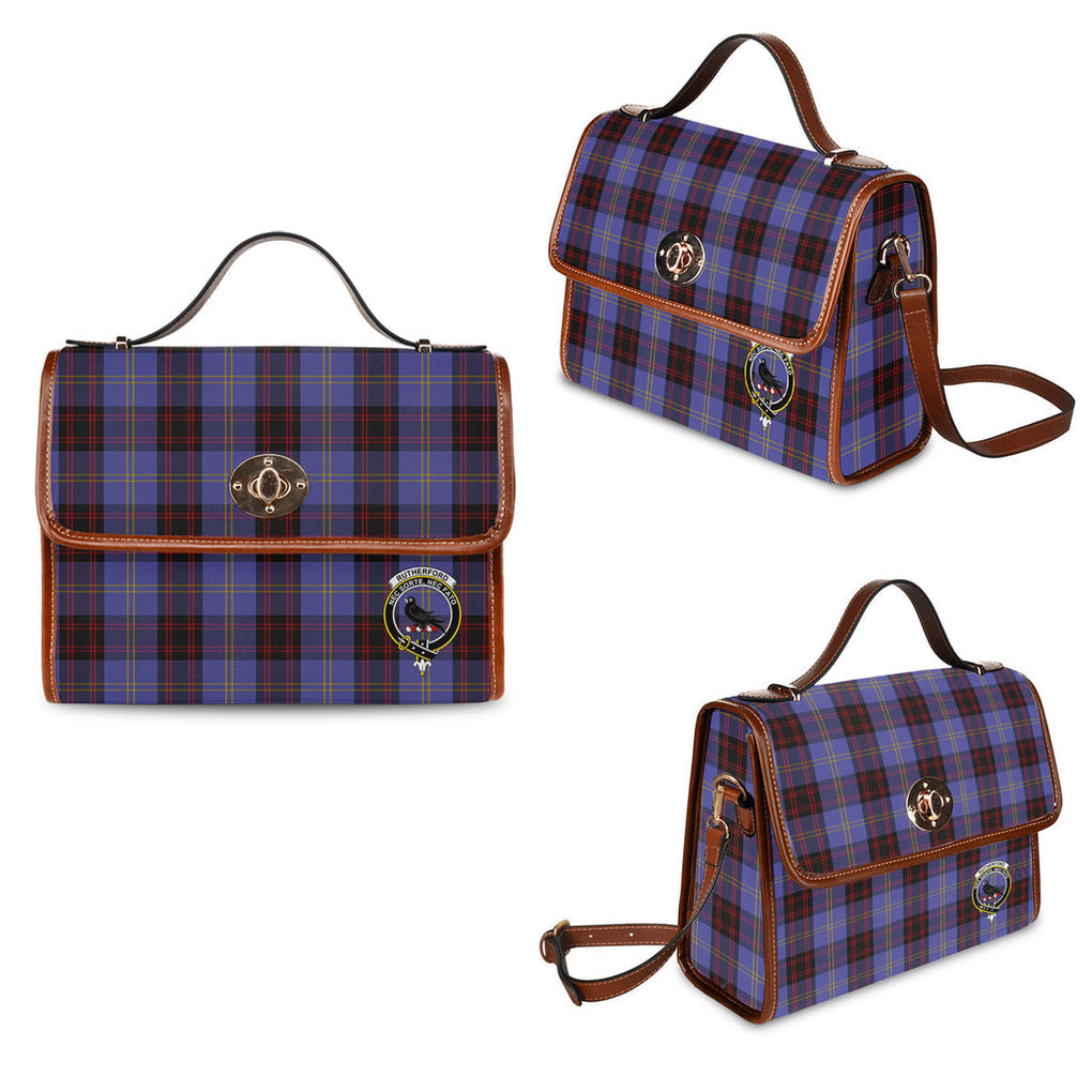 Rutherford Tartan Waterproof Canvas Bag with Family Crest