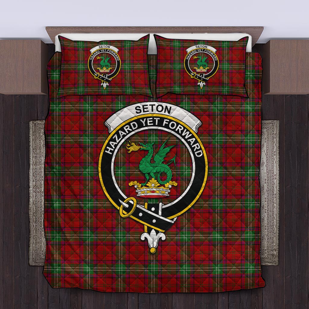 Seton Tartan Quilt Bed Set with Family Crest