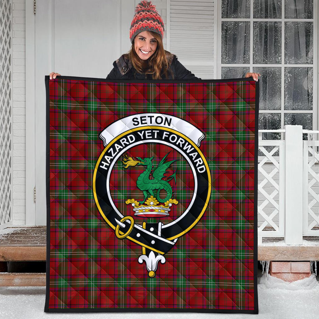 Seton Tartan Quilt with Family Crest