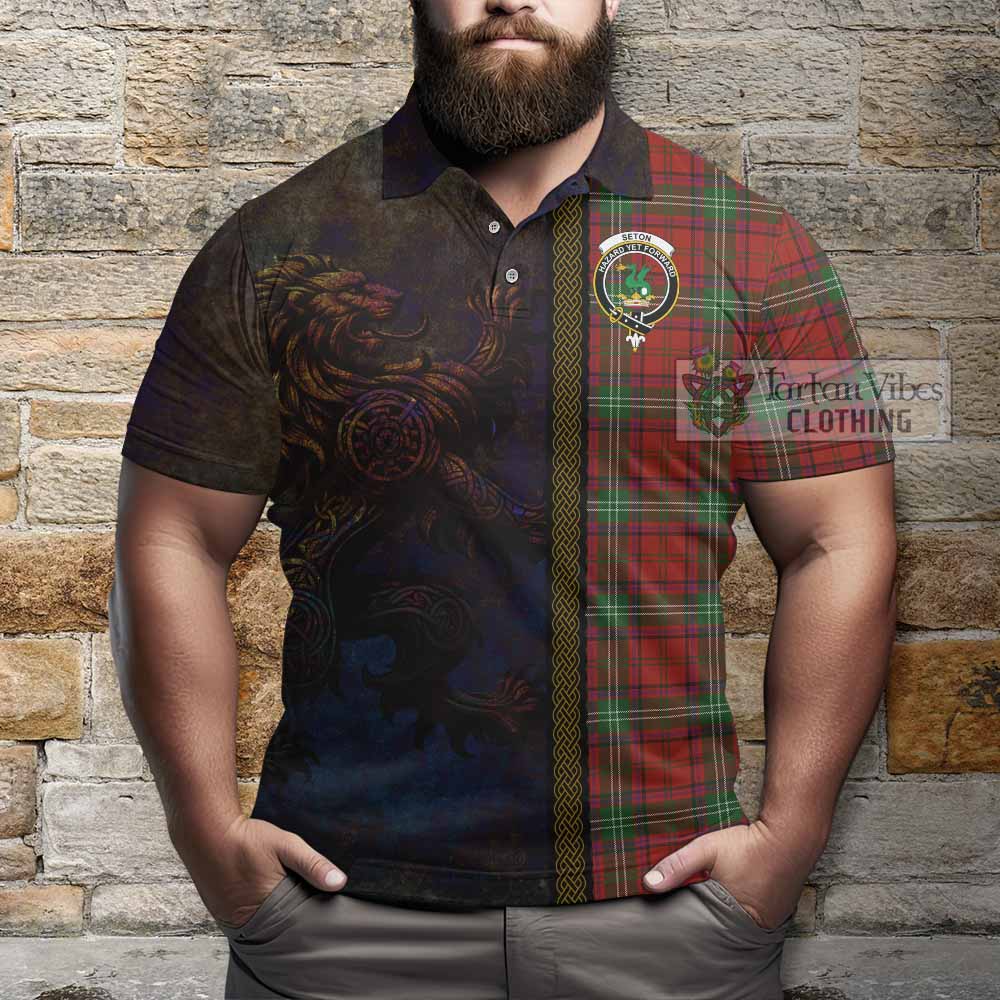 Seton Tartan Family Crest Polo Shirt Alba Gu Brath Be Brave Lion Ancie