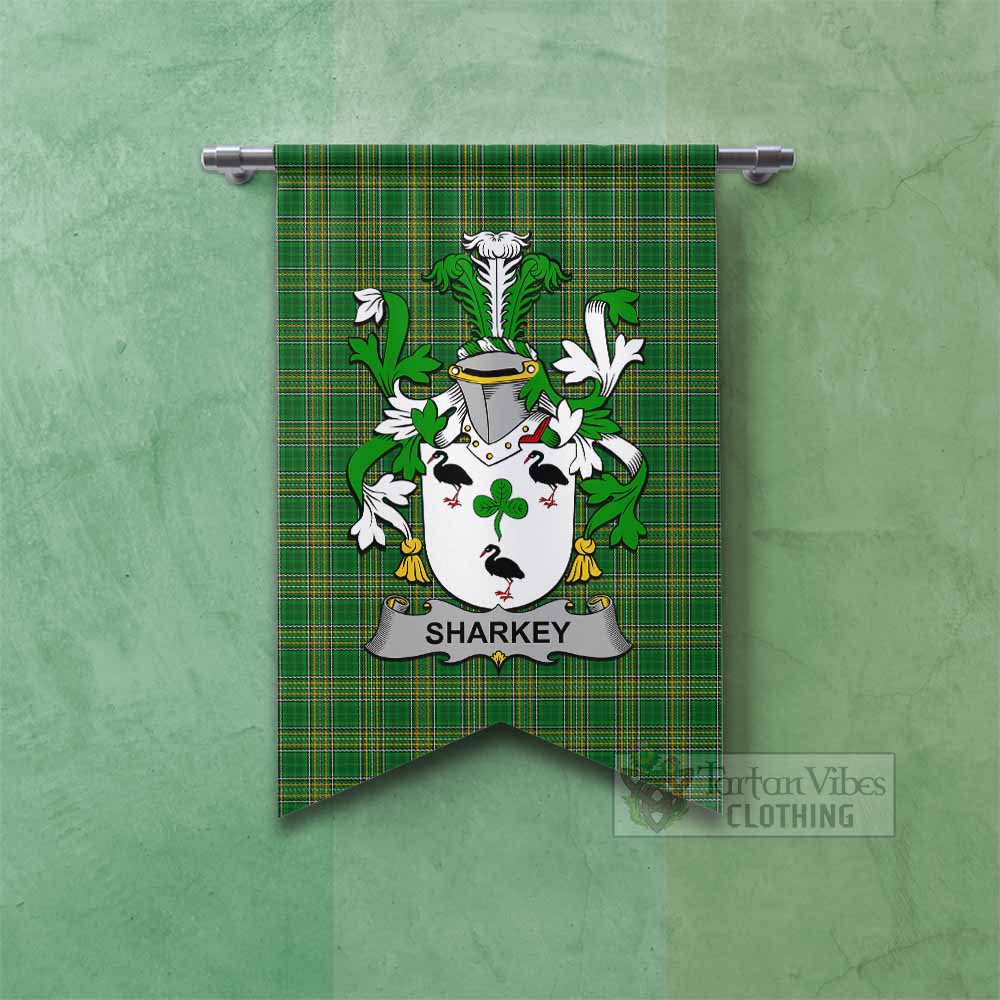 Sharkey Irish Clan Tartan Gonfalon, Tartan Banner with Coat of Arms
