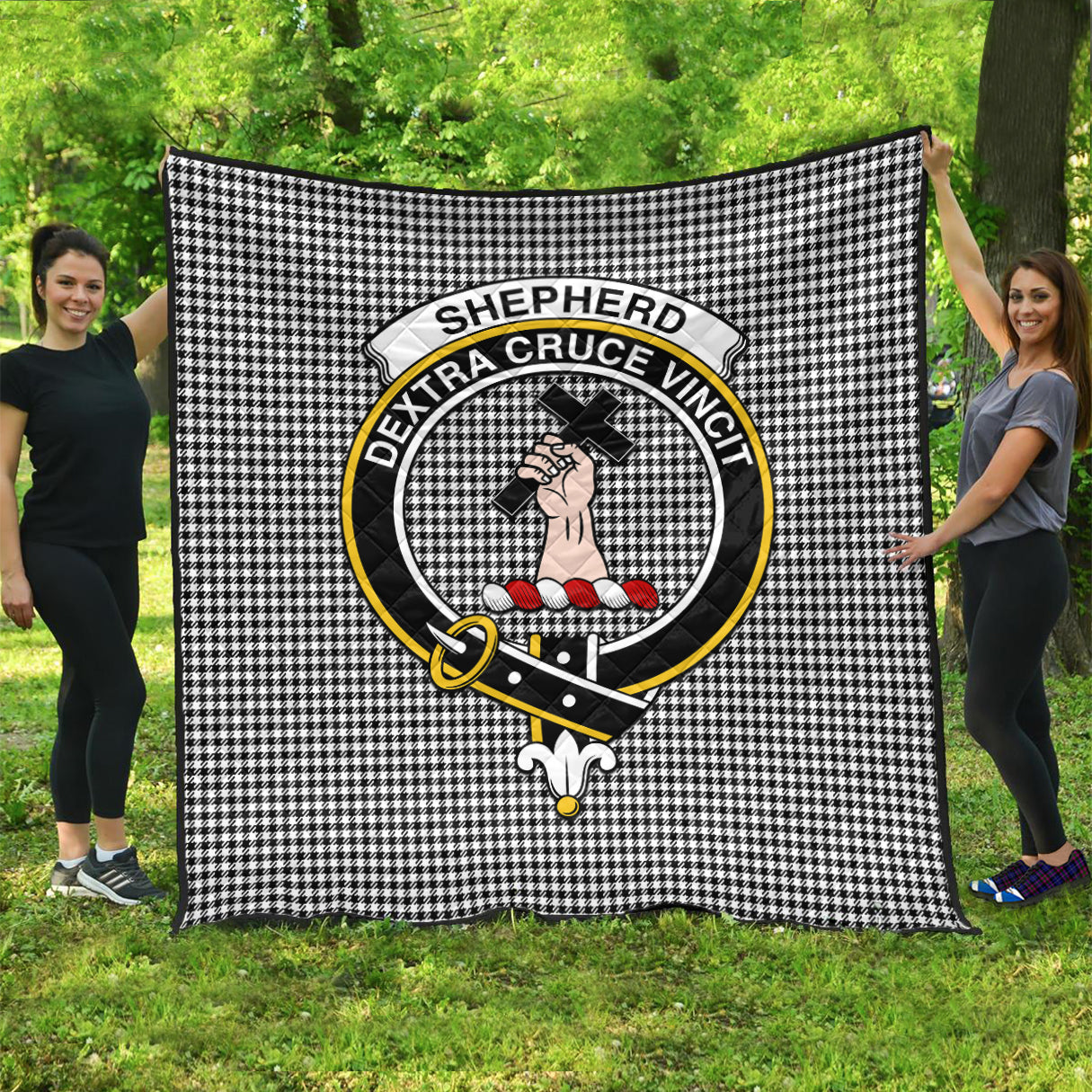 Shepherd Tartan Quilt with Family Crest