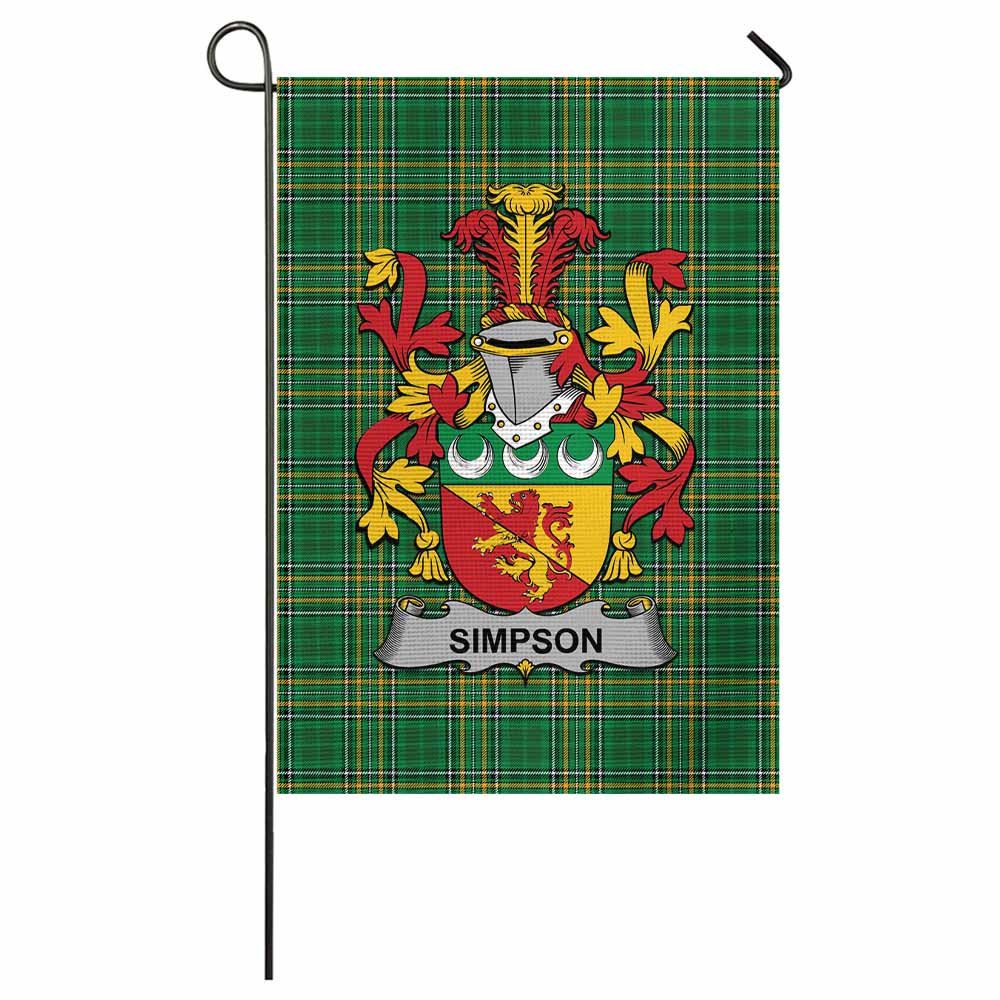 Simpson Irish Clan Tartan Garden Flag with Coat of Arms