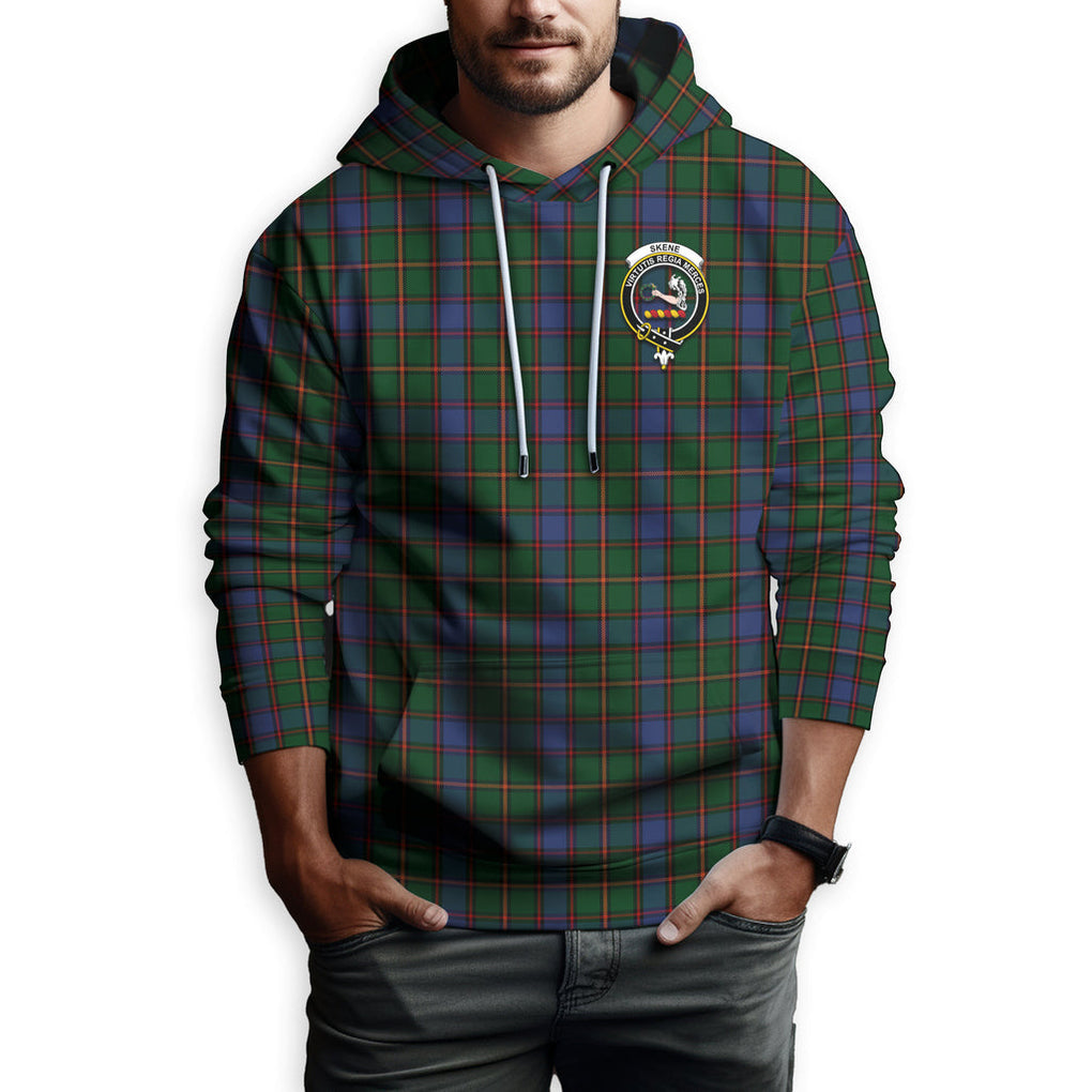 Skene Tartan Hoodie with Family Crest