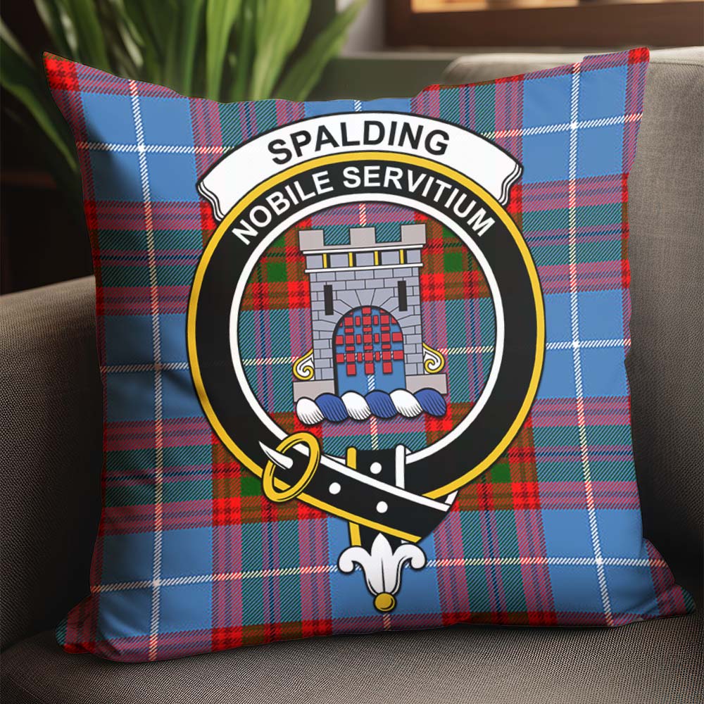 Spalding Tartan Pillow Cover with Family Crest