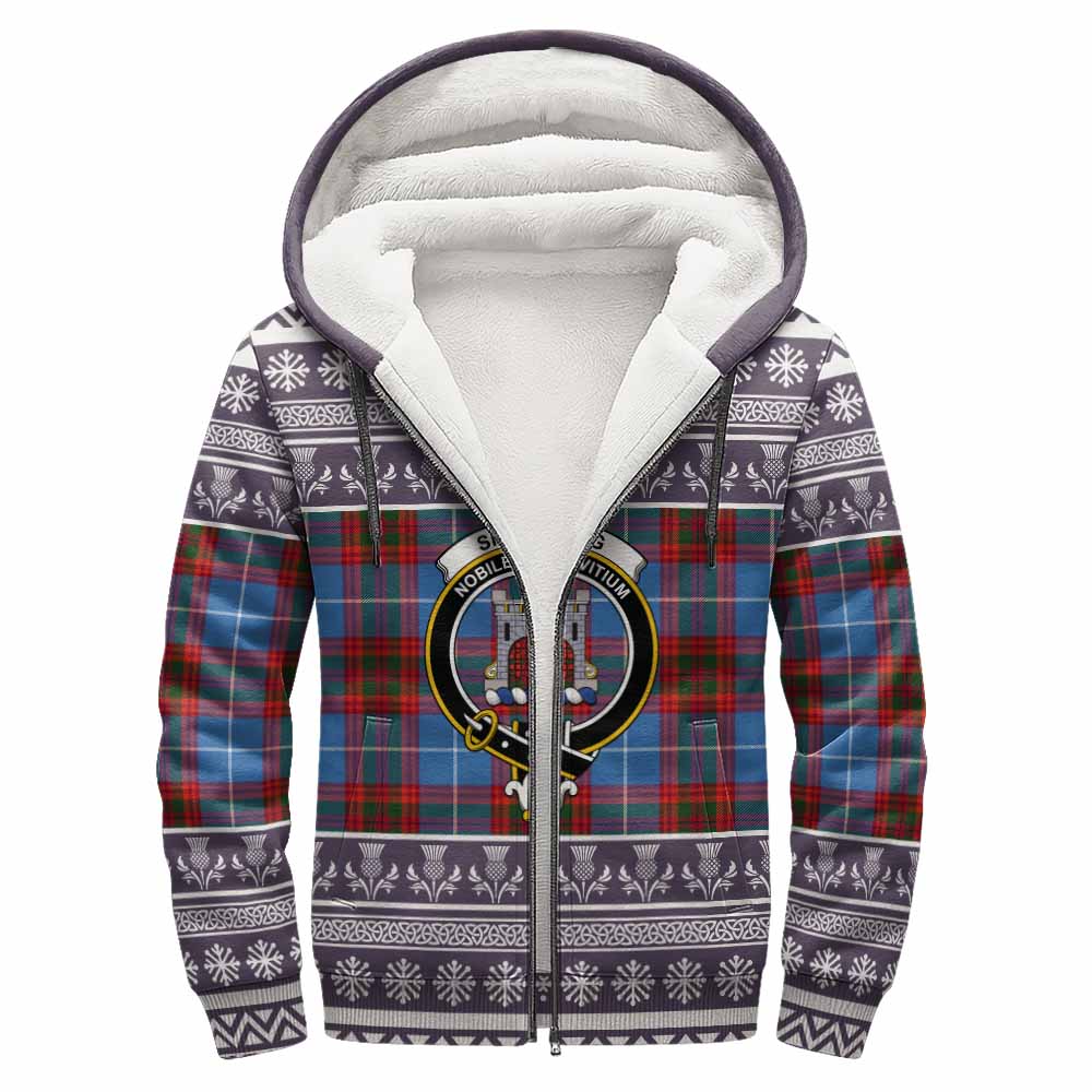 Spalding Clan Tartan Christmas Fleece Hoodie with Family Crest