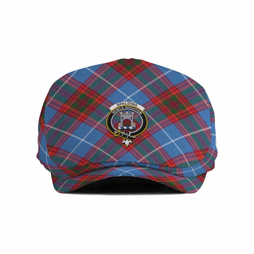 Spalding Tartan Flat Cap, Jeff Cap Cross Style with Family Crest