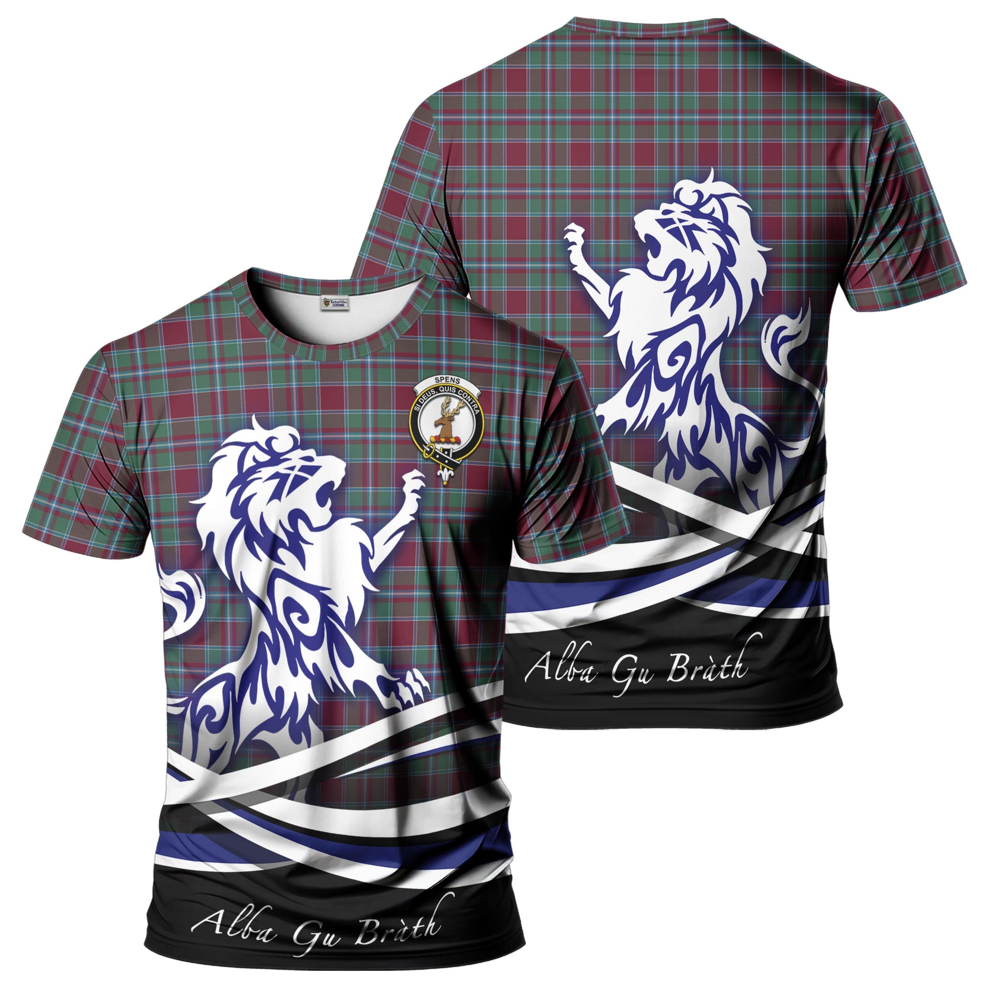 Spence (Spens) Tartan T-Shirt with Alba Gu Brath Regal Lion Emblem