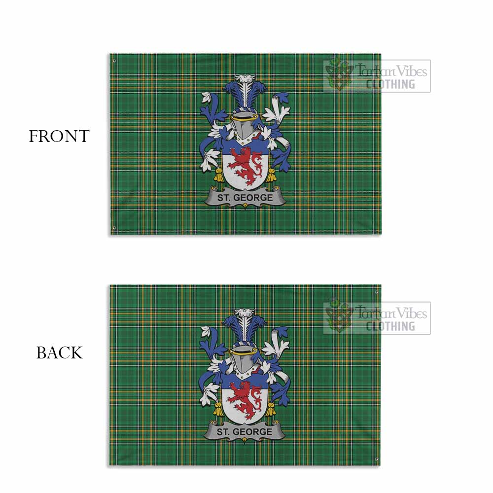St. George Irish Clan Tartan House Flag with Coat of Arms