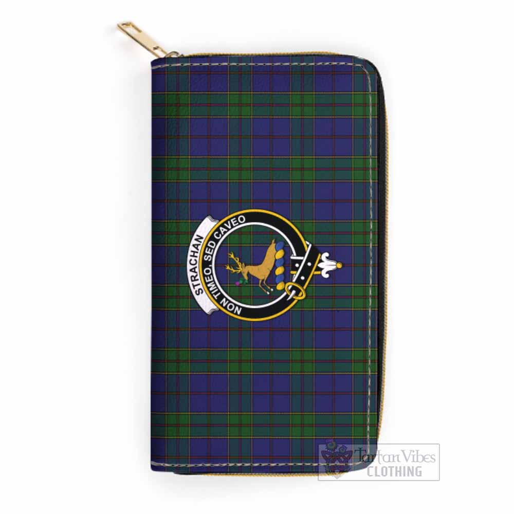 Strachan Tartan Women's Leather Wallet with Family Crest