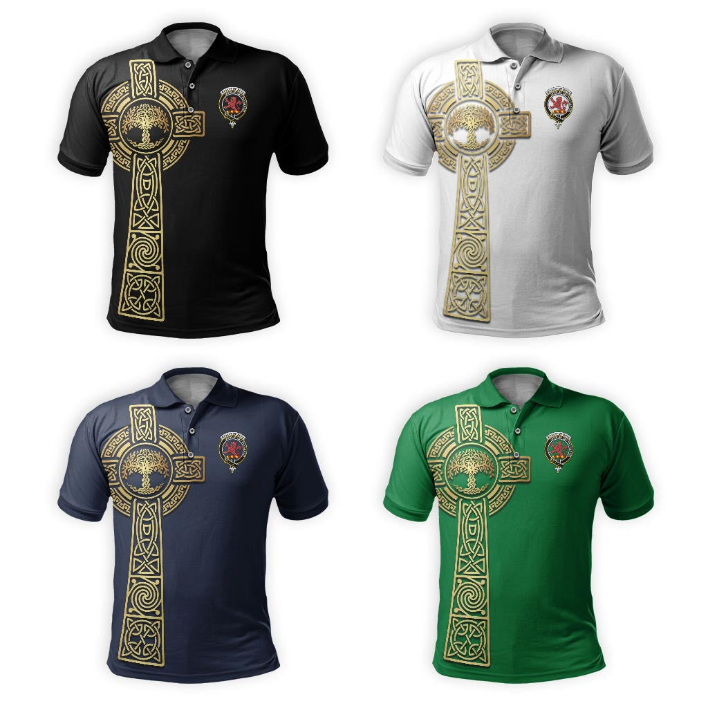 Stuart Clan Polo Shirt with Golden Celtic Tree Of Life