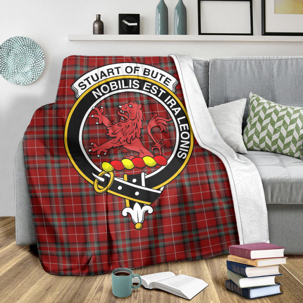 Stuart of Bute Tartan Blanket with Family Crest