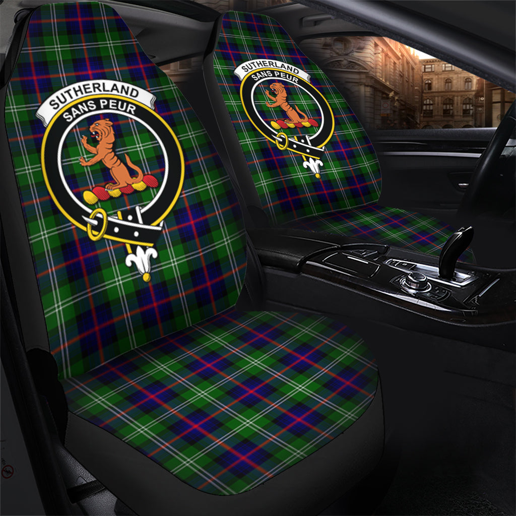 Sutherland Tartan Car Seat Cover with Family Crest