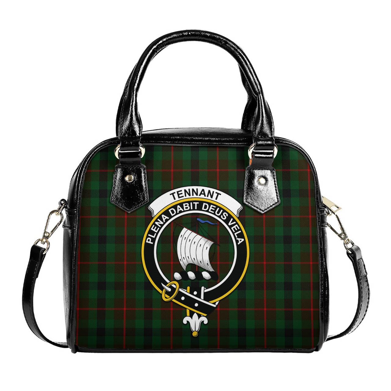 Tennant Tartan Shoulder Handbags with Family Crest